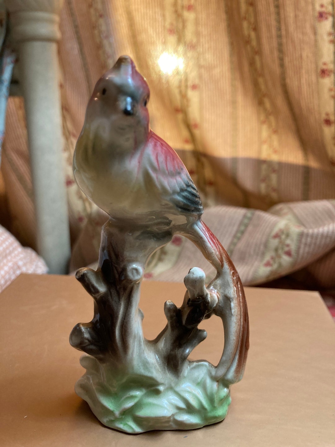 Vintage Japan Long Tail Red Bird Figurine - Etsy