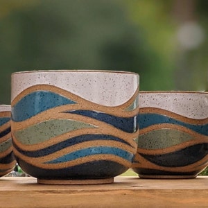 Ceramic Planter Ocean Waves Pot 4" - Etsy