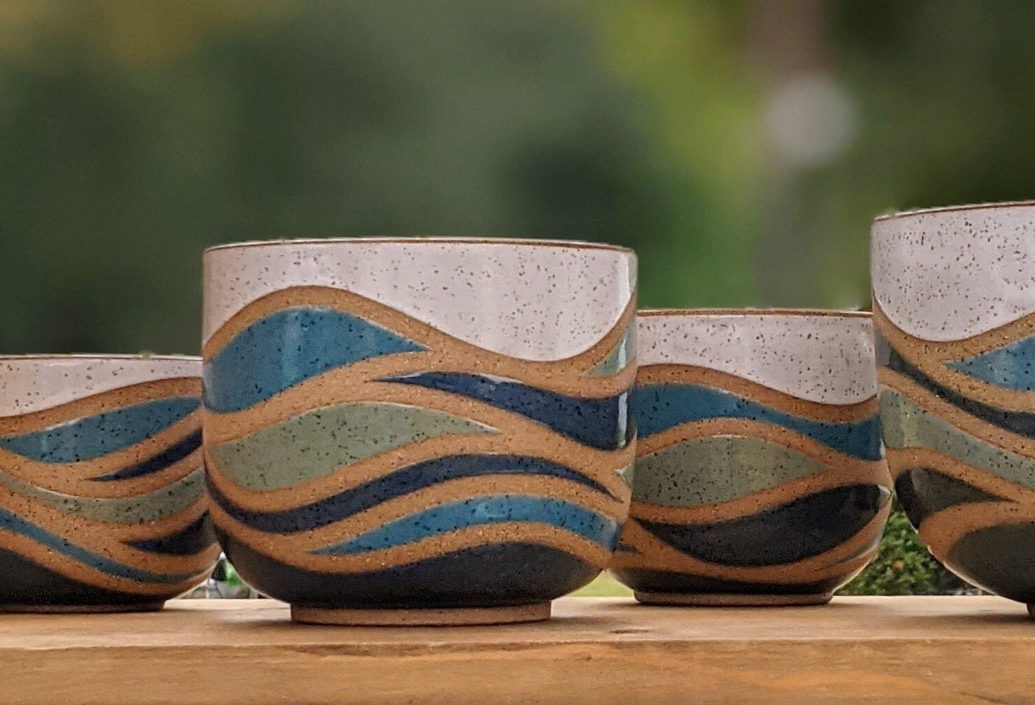 Ceramic Planter Ocean Waves Pot 4" - Etsy