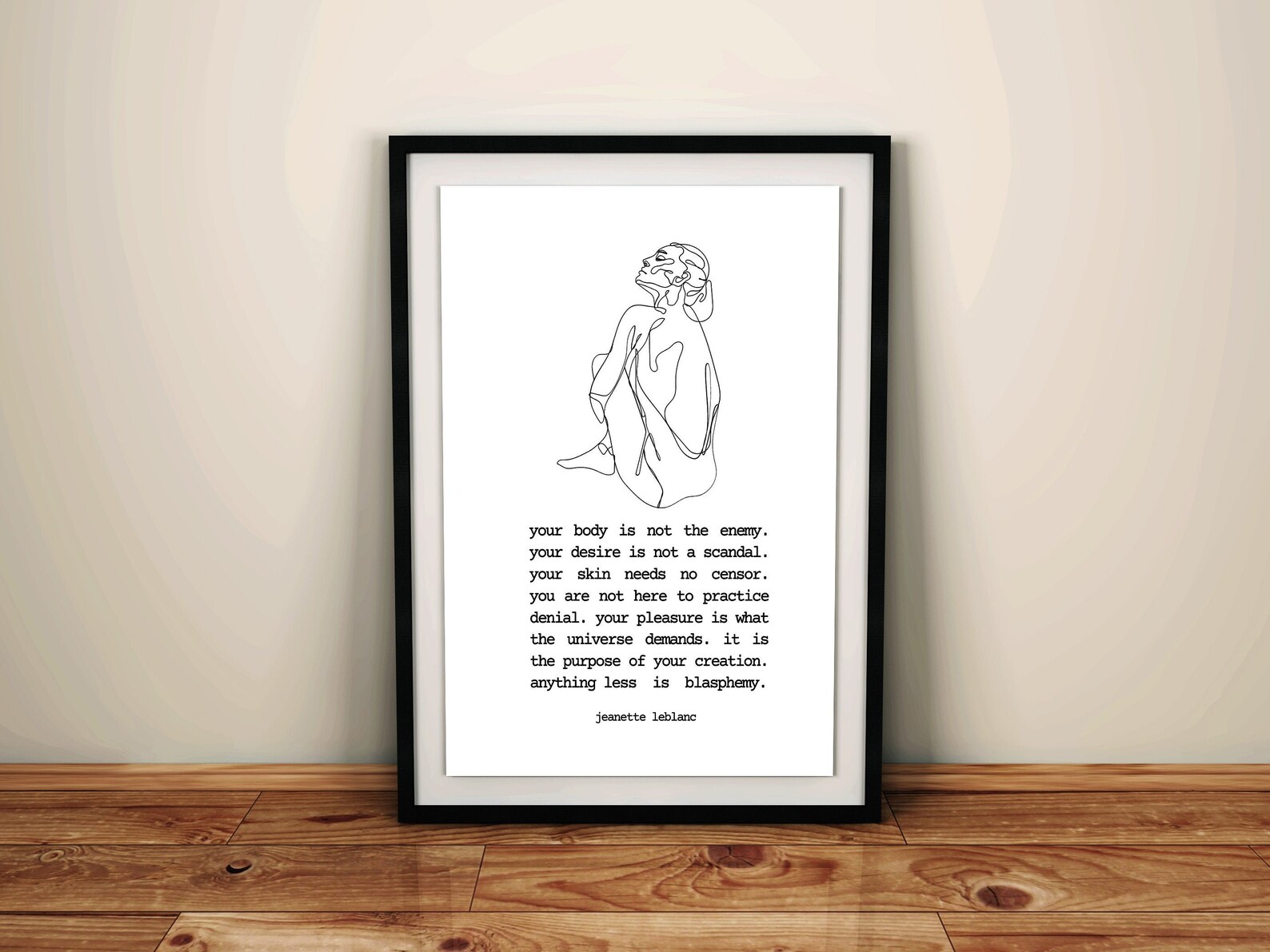 Body Positive Art Print, Inspirational Poem for Empowerment, One Line ...