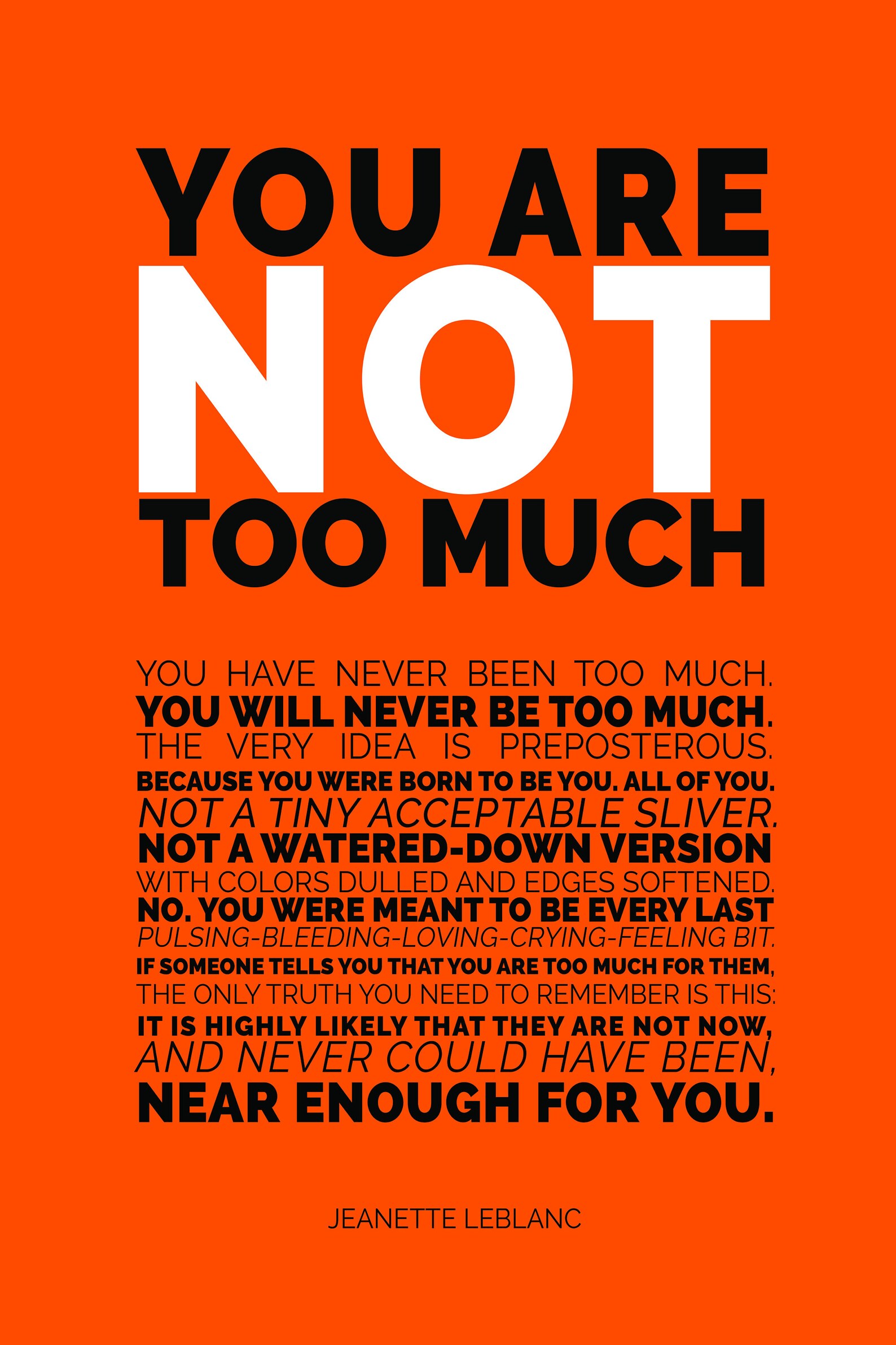 You Are Not Too Much // Inspirational Art // Fine Art Print // - Etsy