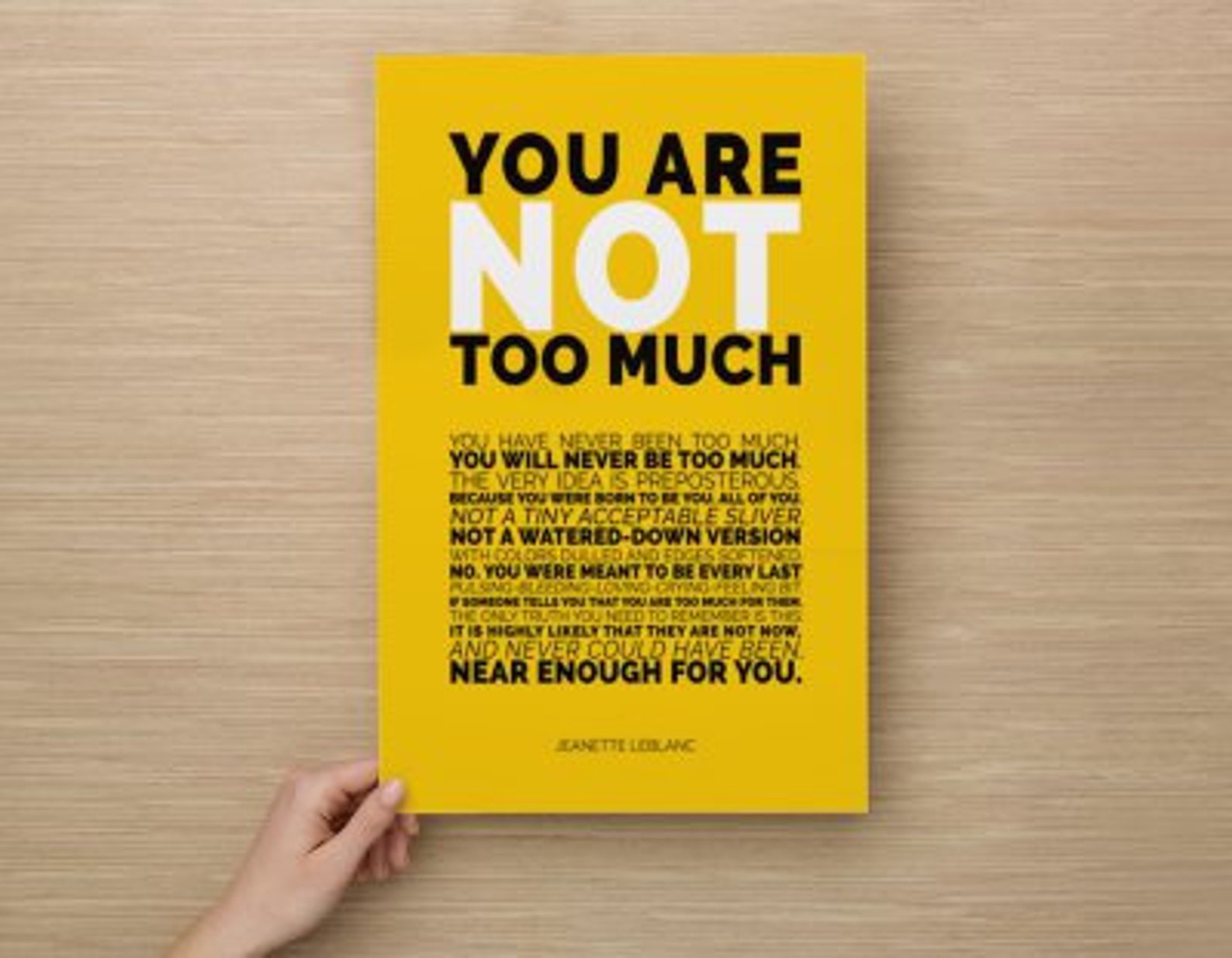 You Are Not Too Much // Inspirational Art // Fine Art Print // - Etsy