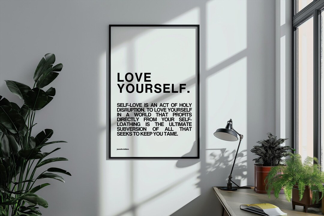 Love Yourself Art Print | Self-love Feminist Mantra Poster ...
