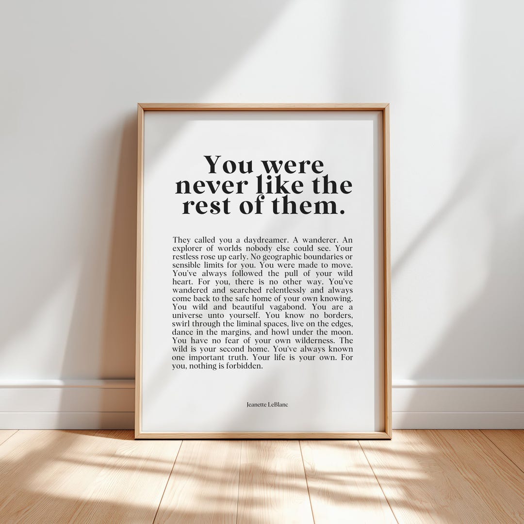 Wild Woman Wall Art | Free Spirit Poetry Print | Minimalist Empowerment ...
