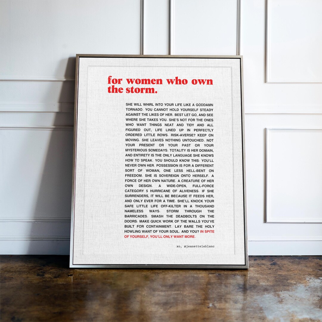 Feminist Empowerment Poster: for Women Who Own the Storm | Bold Wall ...