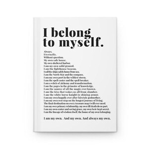 I Belong to Myself White Hardcover Journal | Empowerment Reflection ...