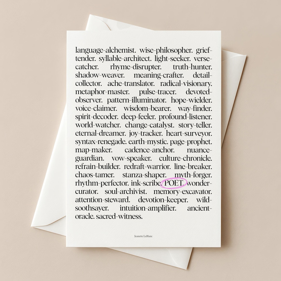 Poet Greeting Card | Poetry Gift Notecard | Bookish Poetcore Stationery ...