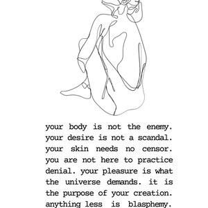 Body Positive Art Print, Inspirational Poem for Empowerment, One Line ...
