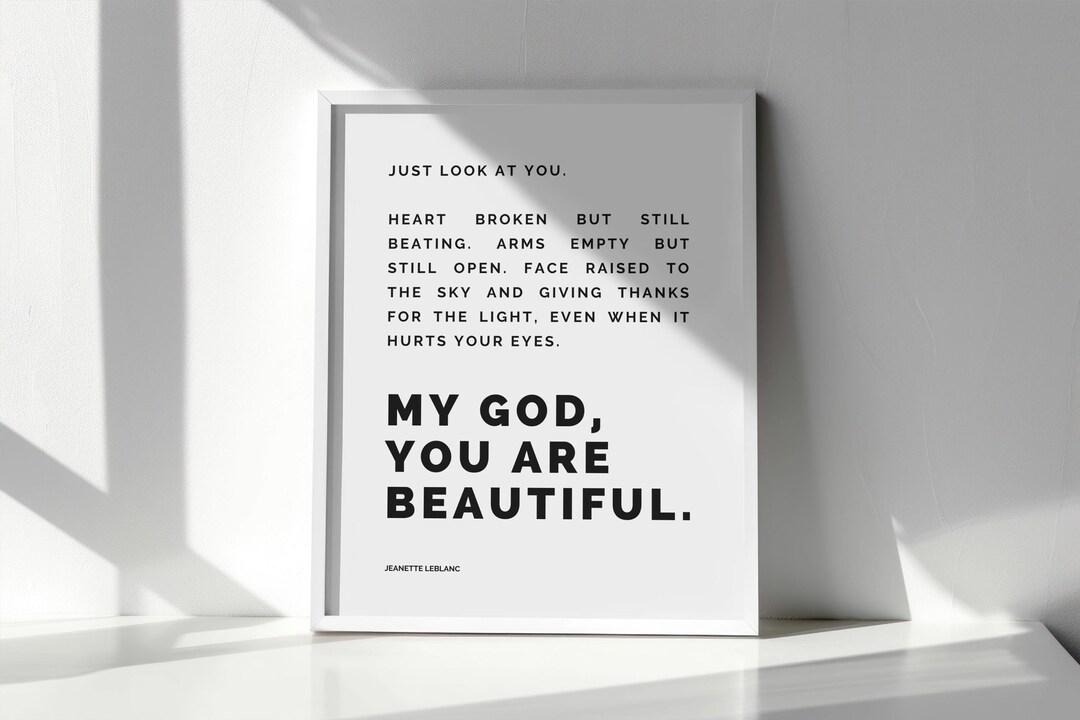 You Are Beautiful Self Love Art Print | Minimalist Typography Black ...