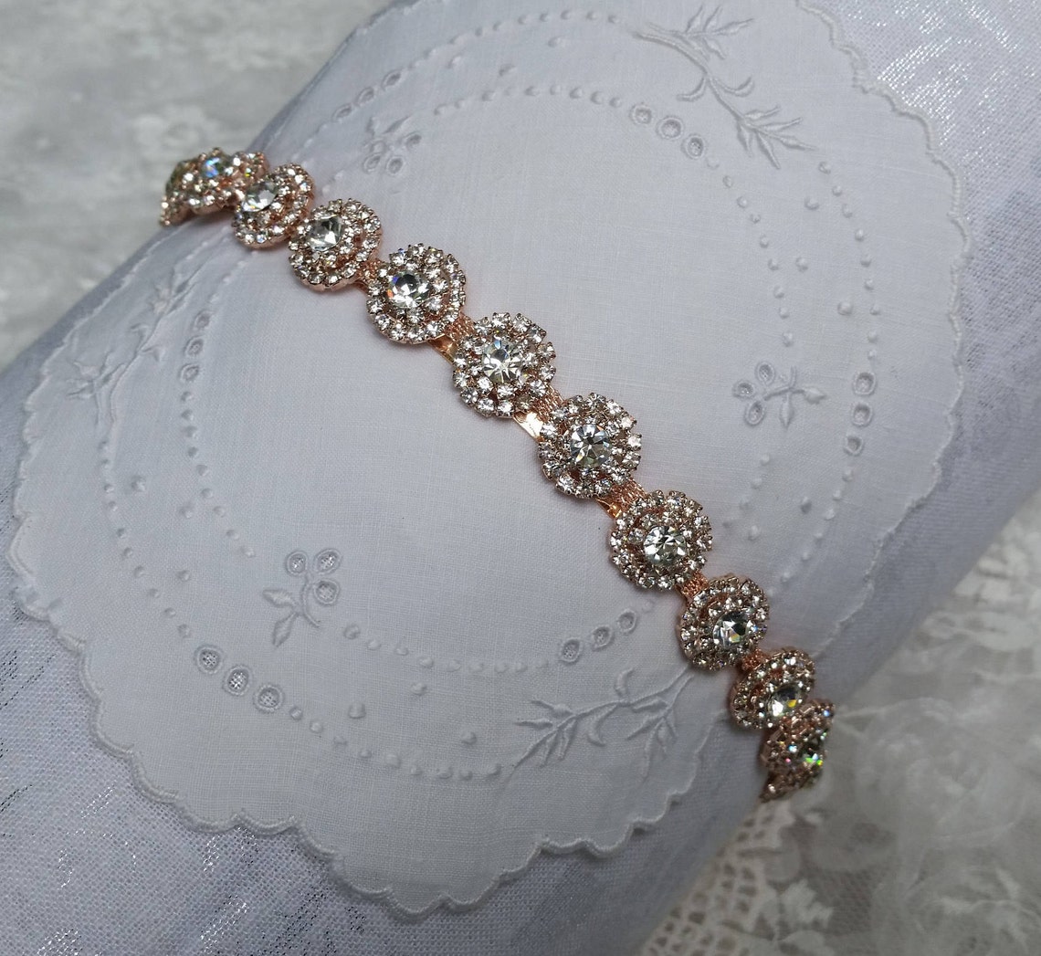 Rose Gold Crystal Bridal Headband Hair Accessories Wedding Etsy