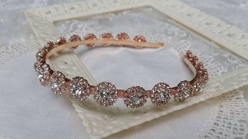 Rose Gold Crystal Bridal Headband Hair Accessories Wedding Etsy