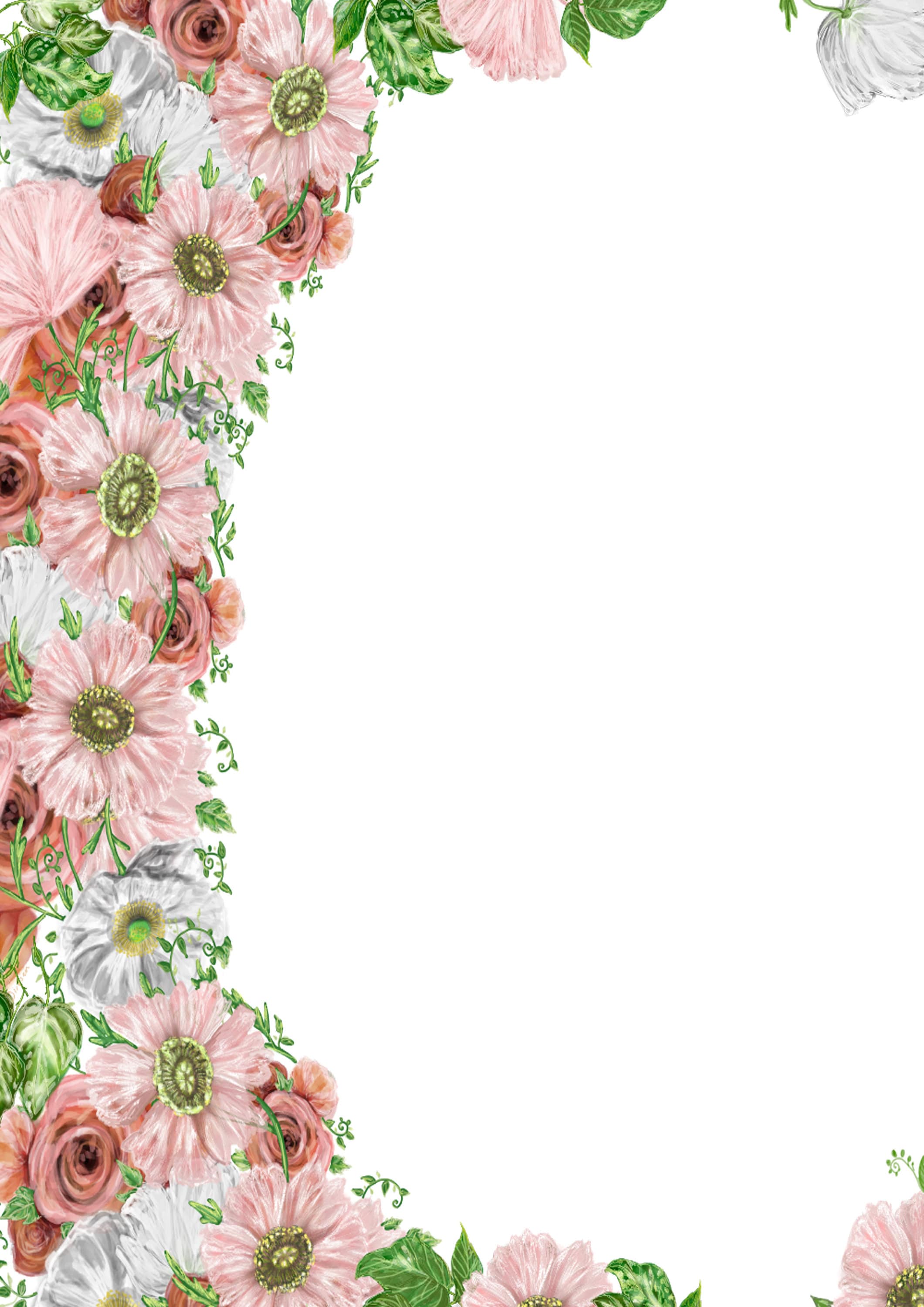 Floral Writing Paper Digital Download Roses Poppies Bougainvillea ...