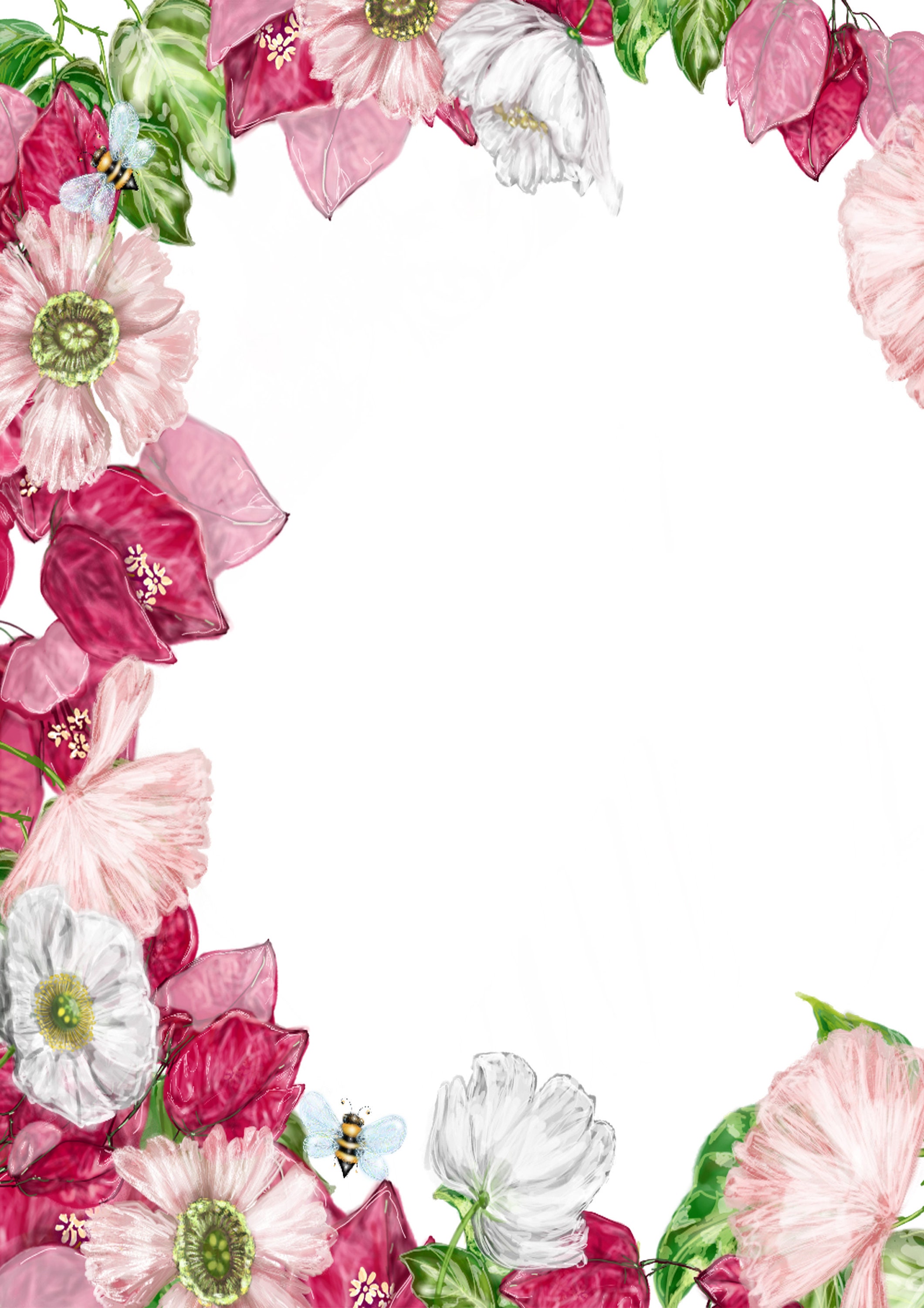 Floral Writing Paper Digital Download Roses Poppies Bougainvillea ...