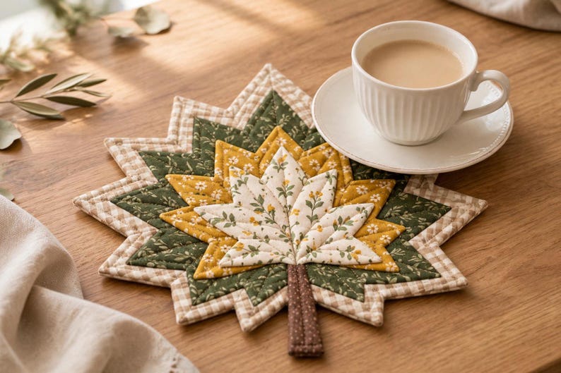 Maple Leaf Mug Rug Sewing Pattern PDF, Quilted Fall Coaster Tutorial ...