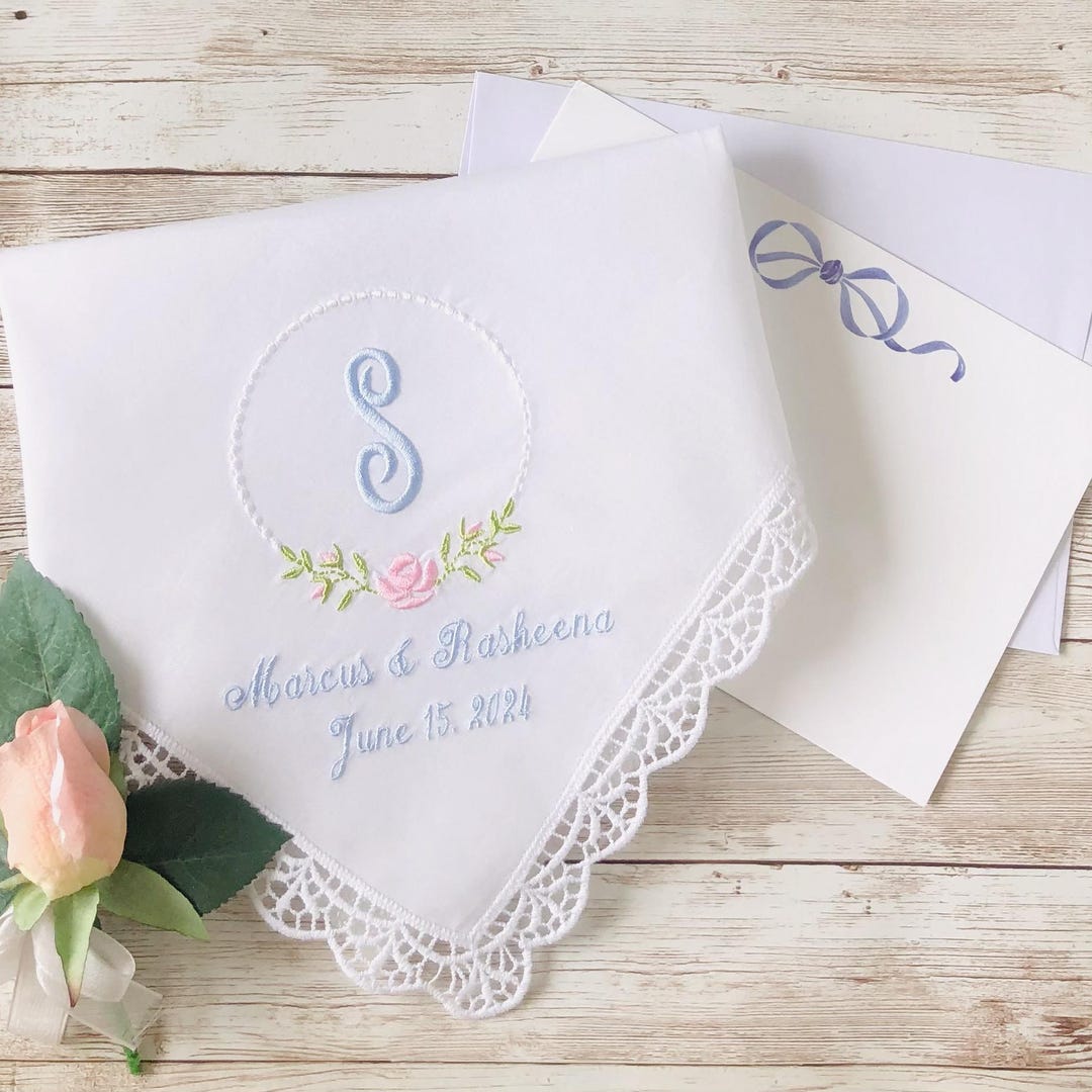 Wedding Handkerchief for Bride, Something Blue Gift, Wedding Shower ...
