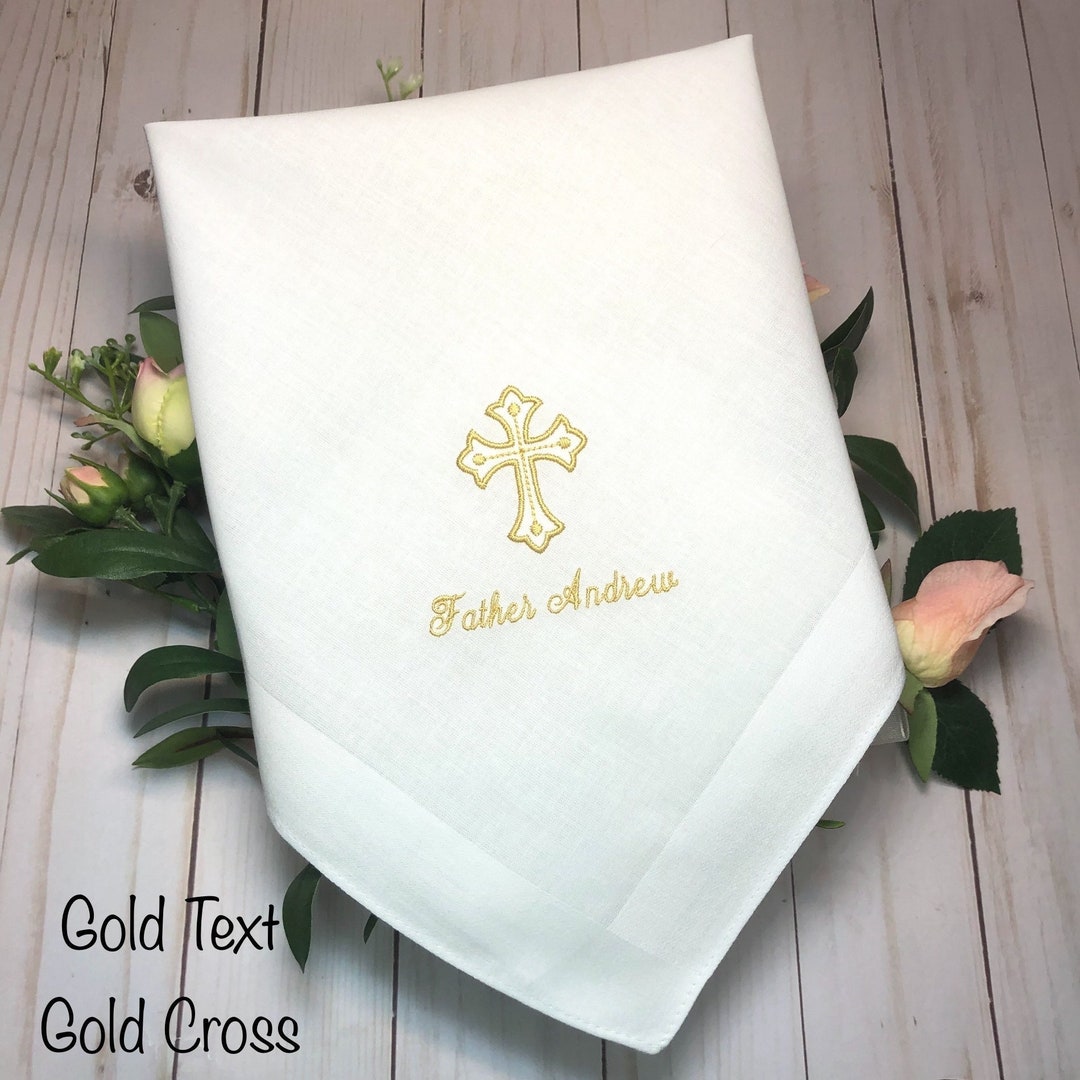 Mens Embroidered Handkerchief With Cross, Religious Handkerchief for ...