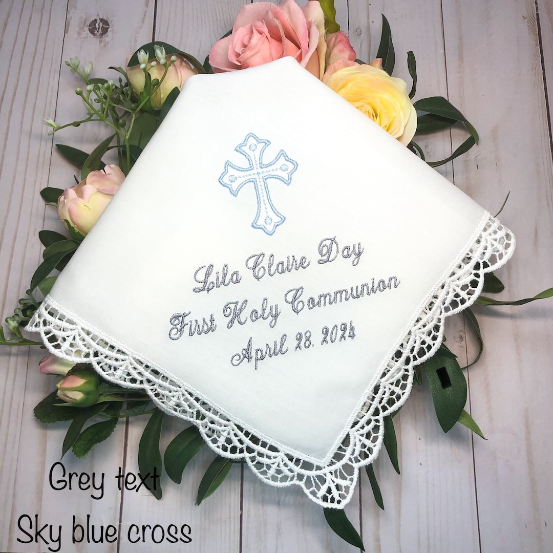 Embroidered First Communion Handkerchief: Personalized Keepsake Gift - Etsy