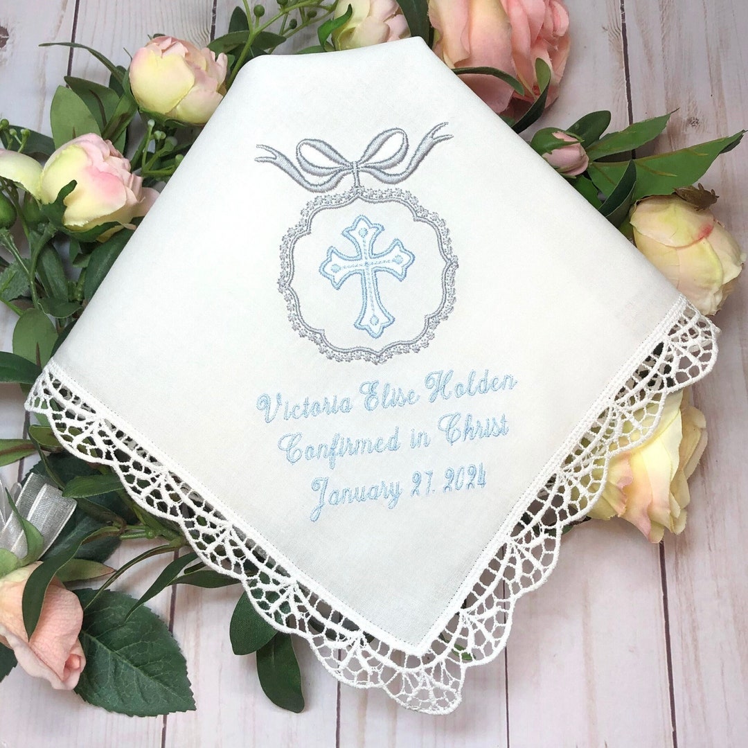 Confirmation Gift for Girl,baptism Handkerchief,personalized ...