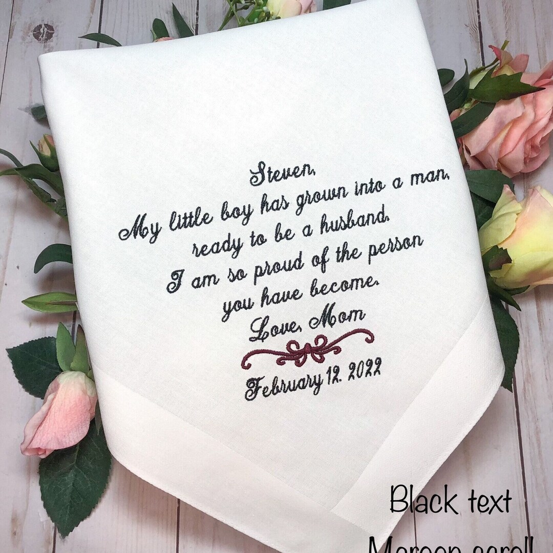 Mother to Son Handkerchief Wedding Gift for Groom From Mom Custom ...