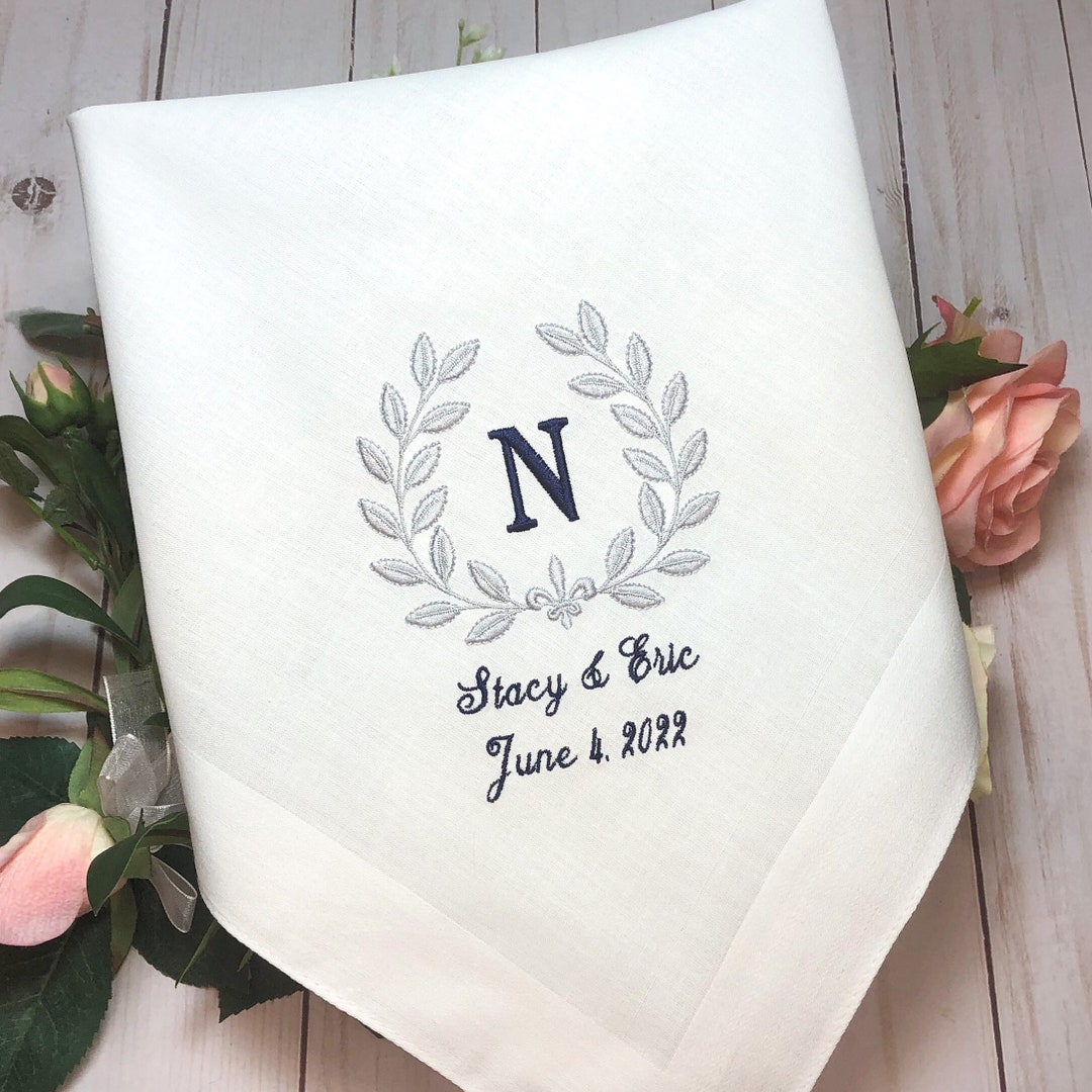 Gift for Groom on His Wedding Day, Monogrammed, Embroidered Mens Cotton ...