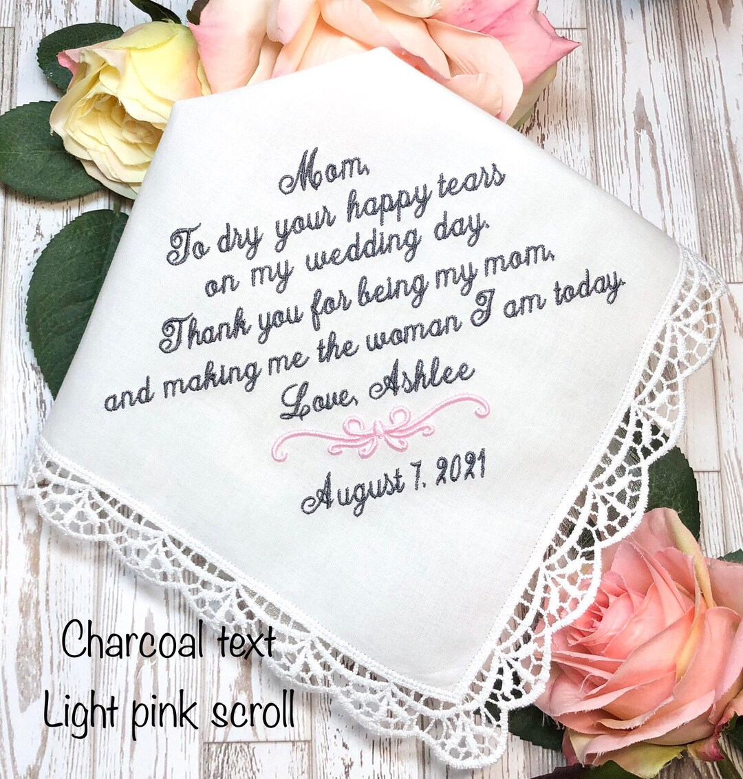 Embroidered Custom Personalized Wedding Handkerchief: Mother of the ...