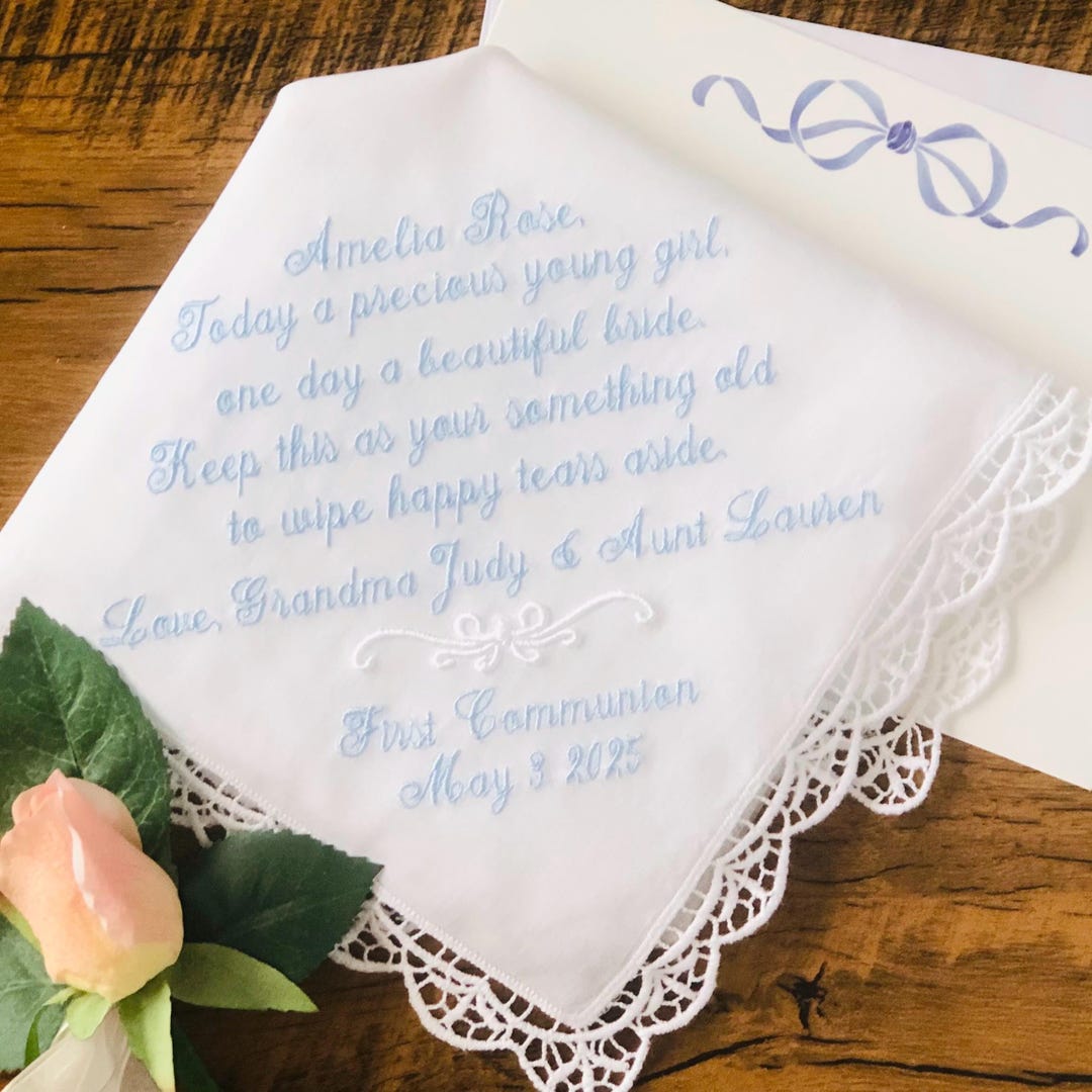 Embroidered First Communion Handkerchief: Keepsake Gift That Can Be ...