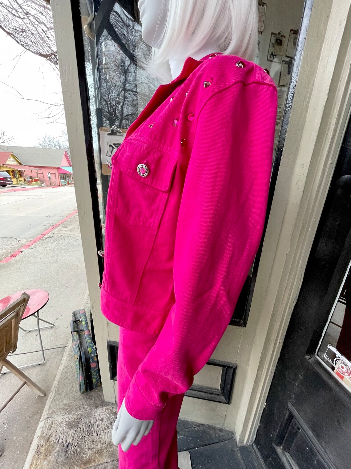 Like a Rhinestone Barbie 90s Hot Pink Jean Jacket and - Etsy