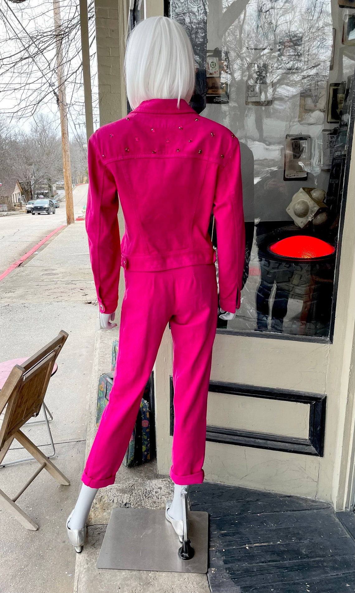 Like a Rhinestone Barbie 90s Hot Pink Jean Jacket and - Etsy