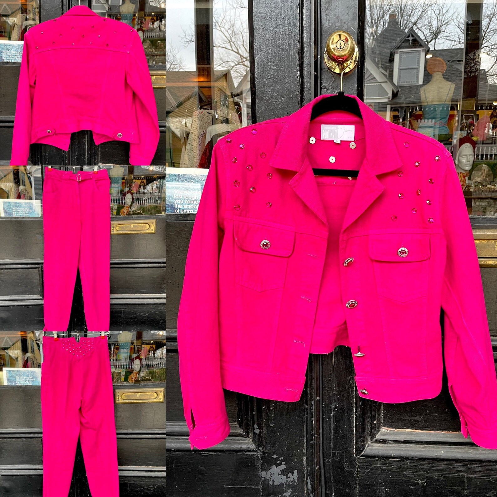 Like a Rhinestone Barbie 90s Hot Pink Jean Jacket and - Etsy