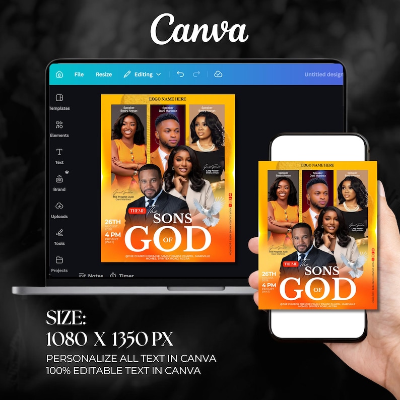 Church Event Poster, Christian Conference Flyer Template, Editable ...