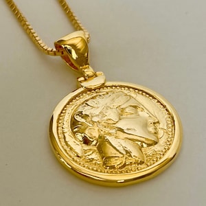 Greek Goddess Necklace, Athena Pendent Necklace, Greek Coin Necklace ...