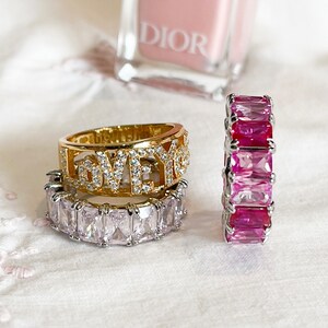 Pink Eternity Band, Pale Pink Ring, Light Pink Cubic Zirconia, French ...