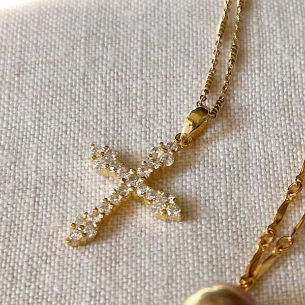 Rhinestone Cross Necklace - Etsy
