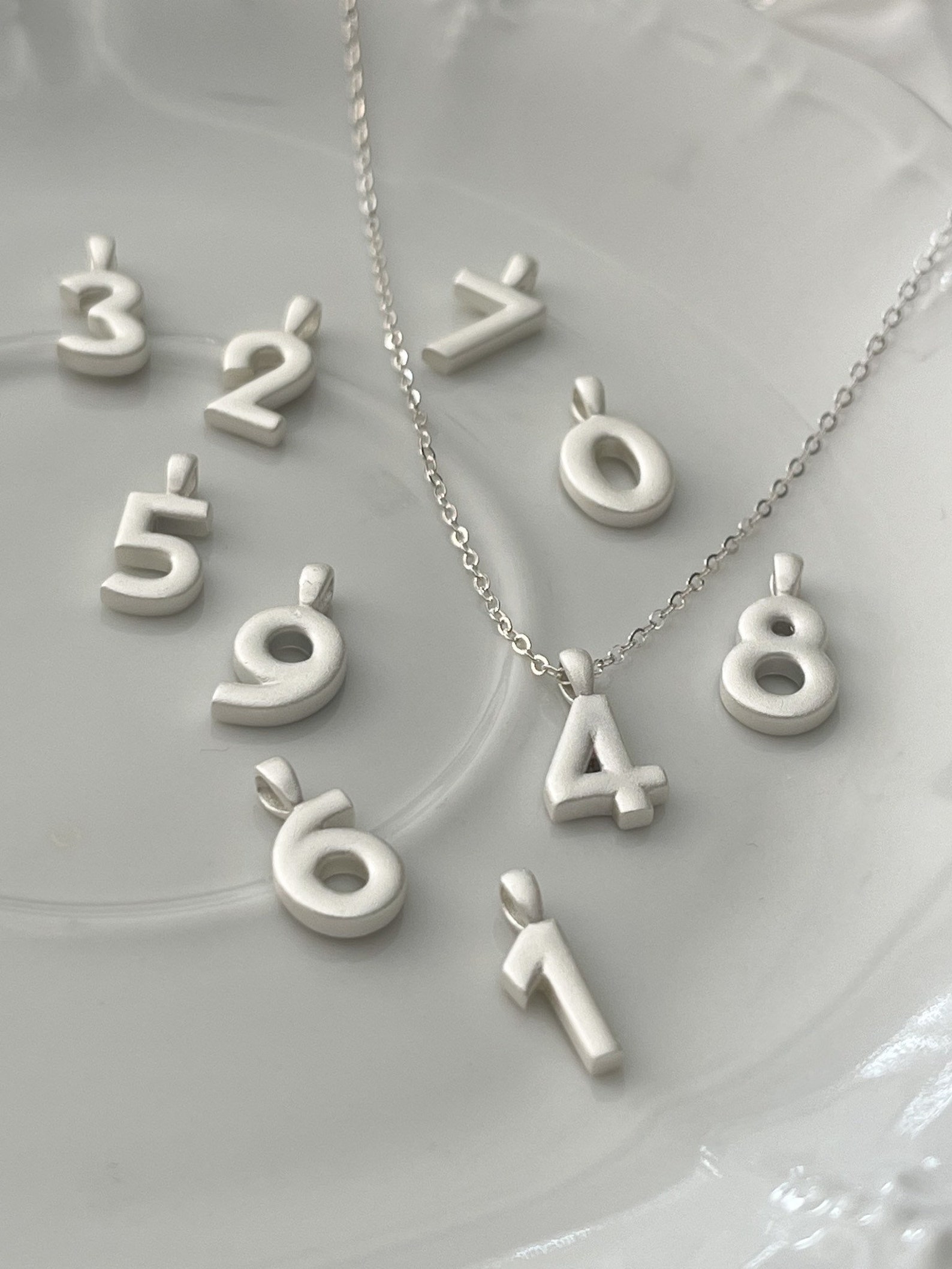 Silver Number Necklace Silver Numbers Number Jewelry | Etsy