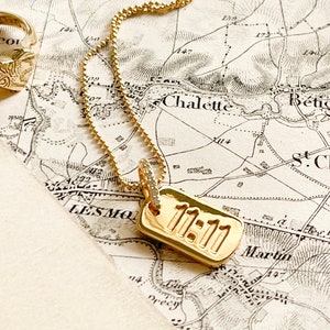 11:11 Charm Necklace, Gold Tag Necklace, Number Jewelry, Charm Necklace ...