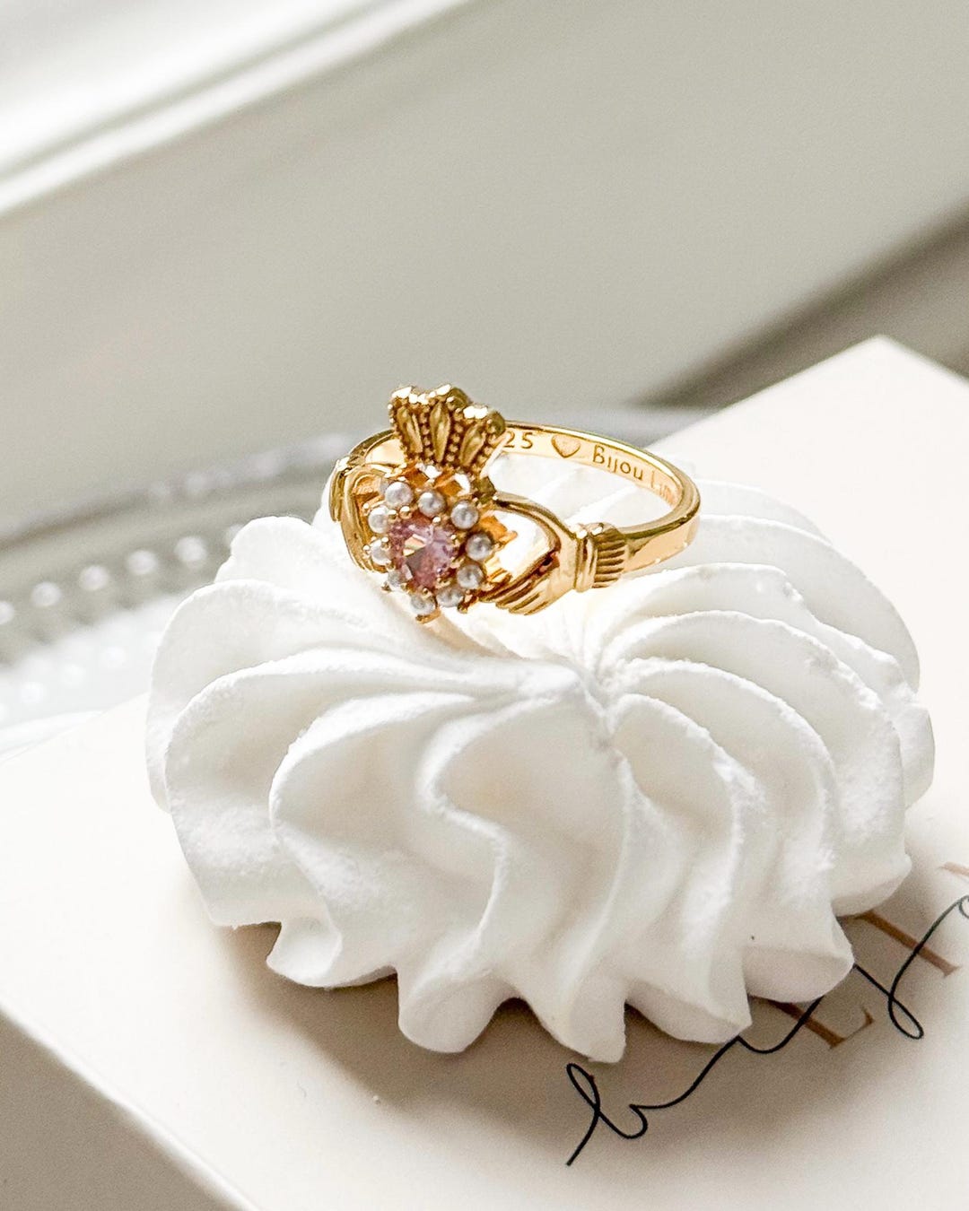 Pink Heart Ring, Claddagh Irish Ring, Irish Promise Ring, Gift for ...