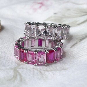 Pink Eternity Band, Pale Pink Ring, Light Pink Cubic Zirconia, French ...