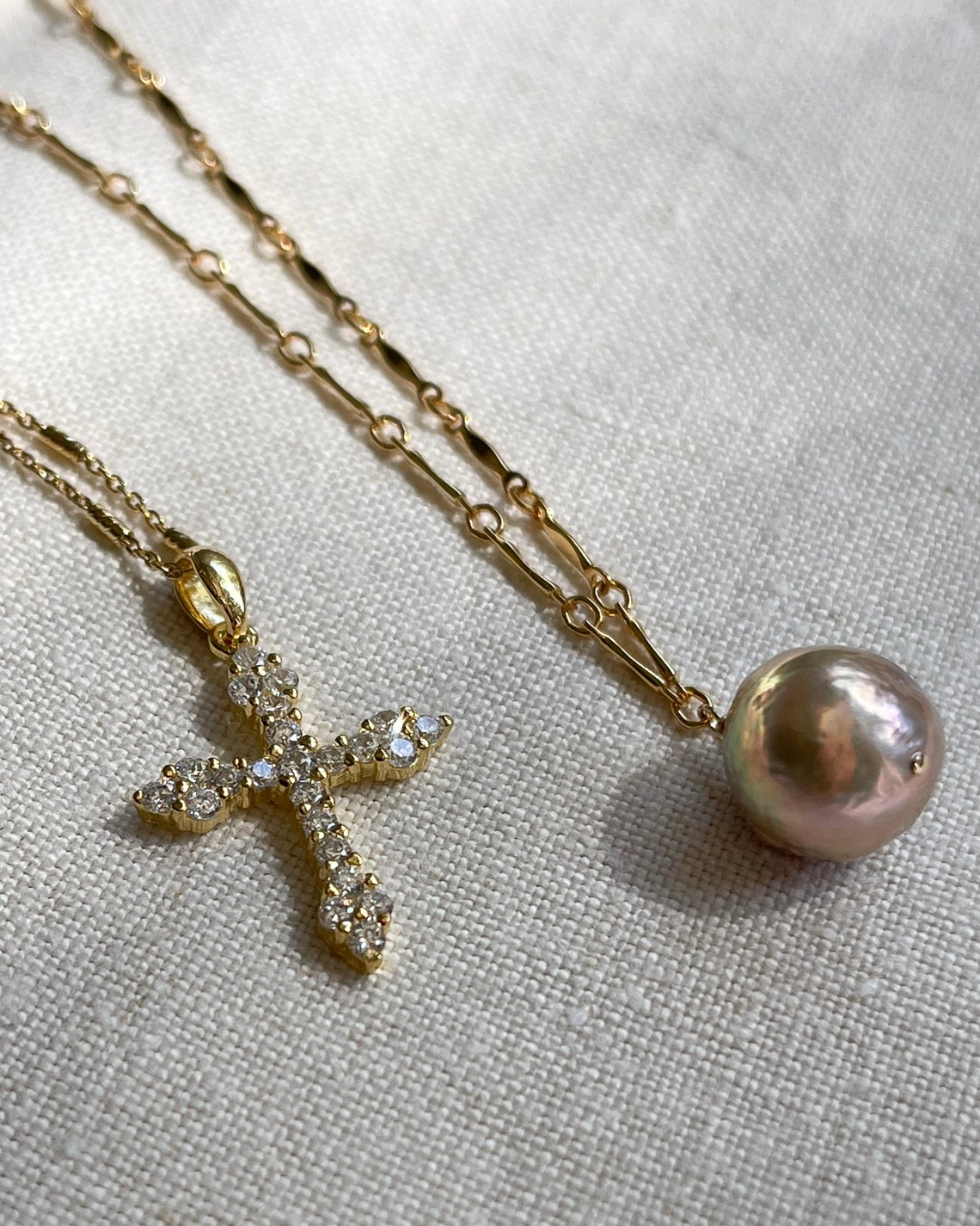 Edison Pearl Necklace: Gold Filled Chain, French Style Jewelry - Etsy