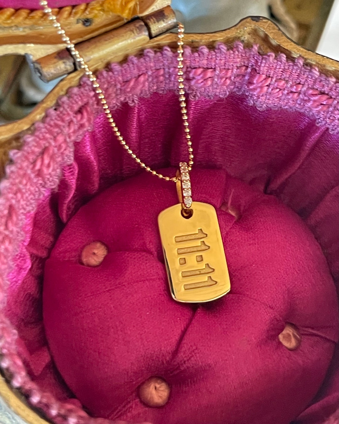 11:11 Charm Necklace Gold Tag Necklace Angel Jewelry Number - Etsy