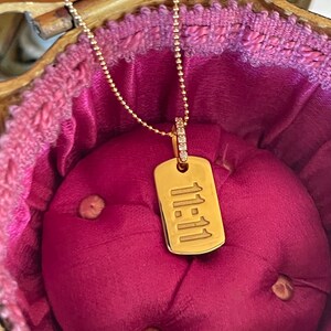 11:11 Charm Necklace, Gold Tag Necklace, Number Jewelry, Charm Necklace ...