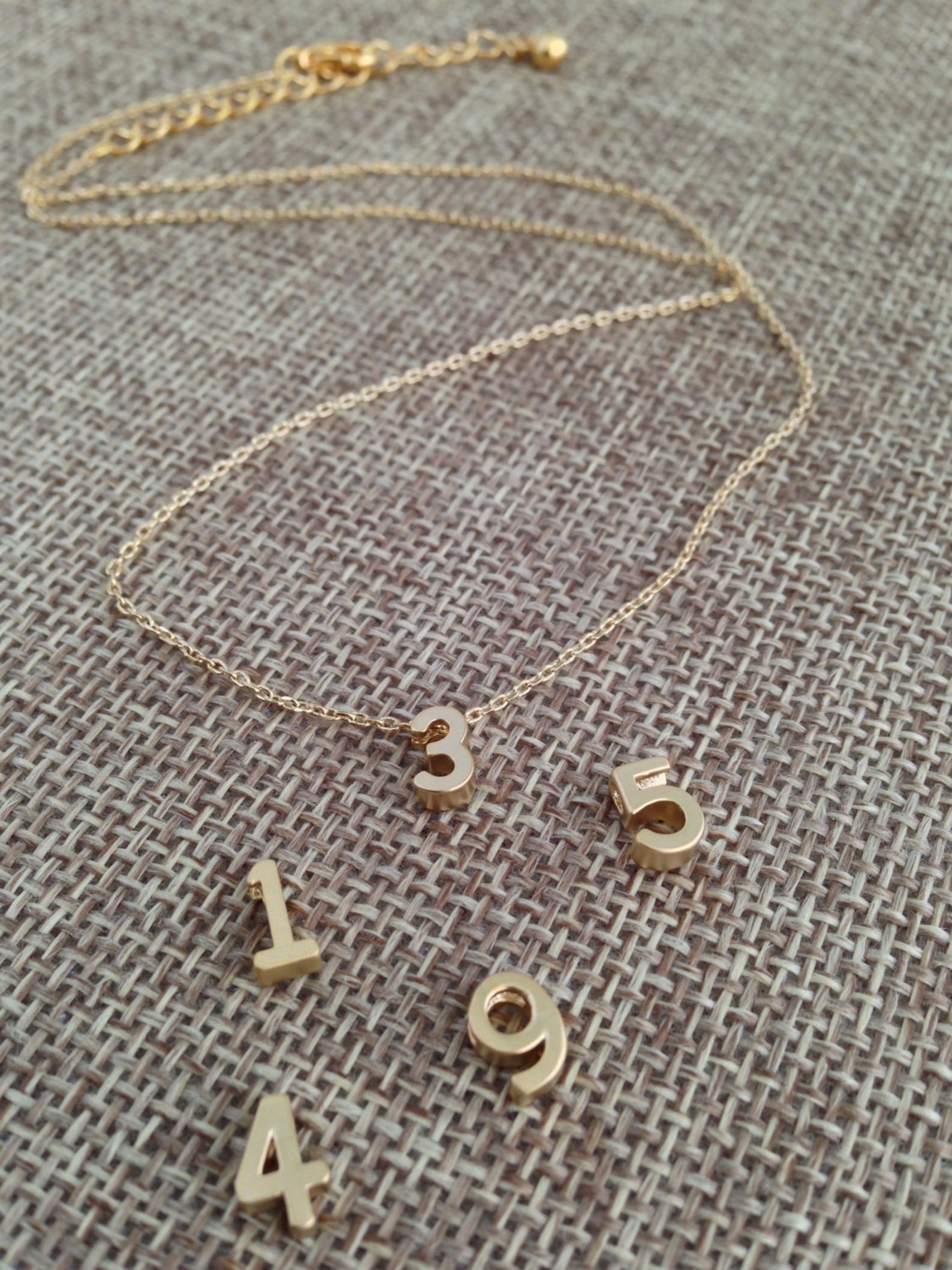 Gold Number Necklace numbers necklace personalized number | Etsy