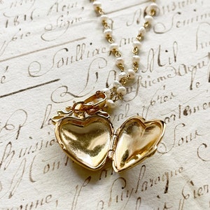 Heart Locket Necklace, Jardin French Necklace, Rococo Style, Marie ...