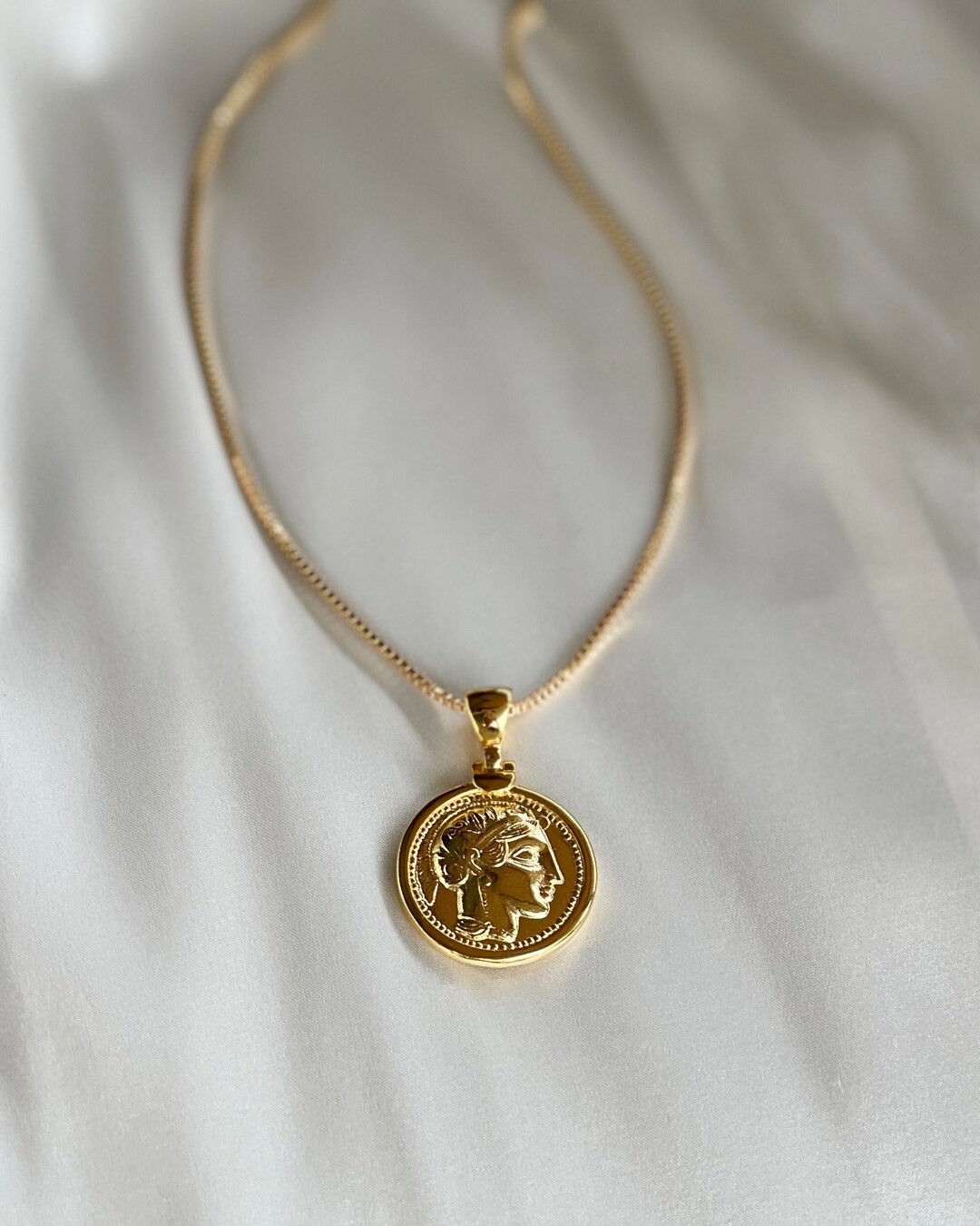 Greek Goddess Necklace, Athena Pendent Necklace, Greek Coin Necklace ...