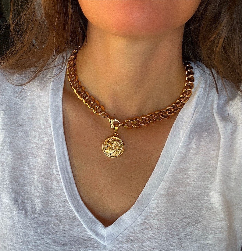 Gold Coin Necklaces | Etsy