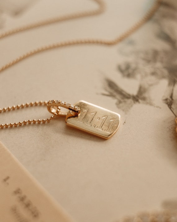 11:11 Charm Necklace Gold Tag Necklace Angel Jewelry Number | Etsy