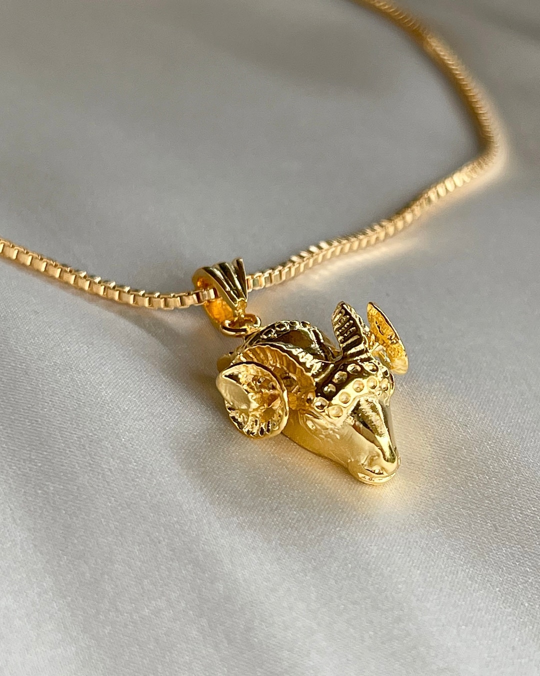Ram Head Necklace, Aries Zodiac Necklace, Gold Ram Head Jewelry, Greek ...