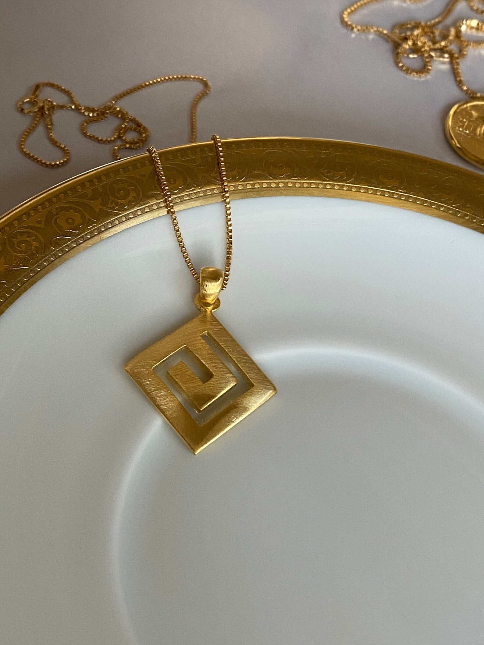 Greek Key Necklace Statement Necklace Summer Jewelry. Gold - Etsy