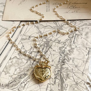 Heart Locket Necklace, Jardin French Necklace, Rococo Style, Marie ...
