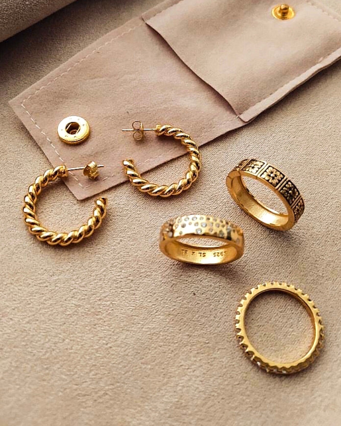 Gold Stackable Ring French Girl 18kt Vermeil Minimalist | Etsy