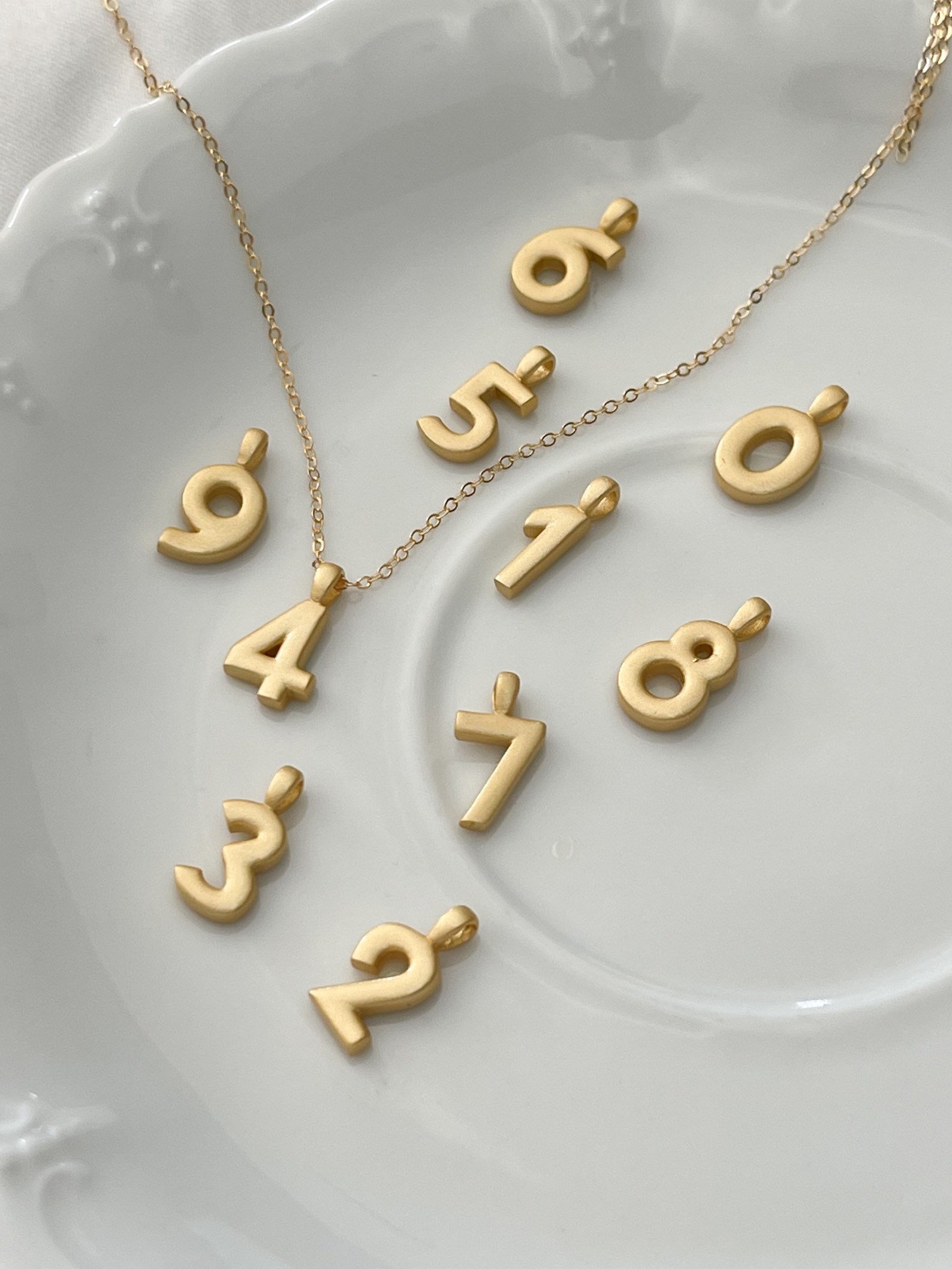 Gold Number Necklace Numbers Necklace Personalized Number - Etsy